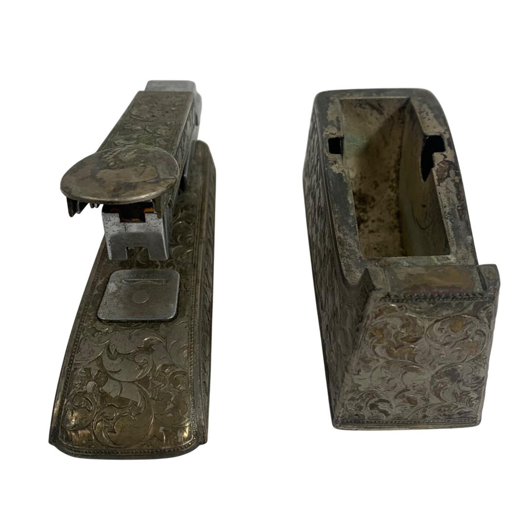 Antique Ornate Metal Stapler Matching Desk Accessory Set Floral ...