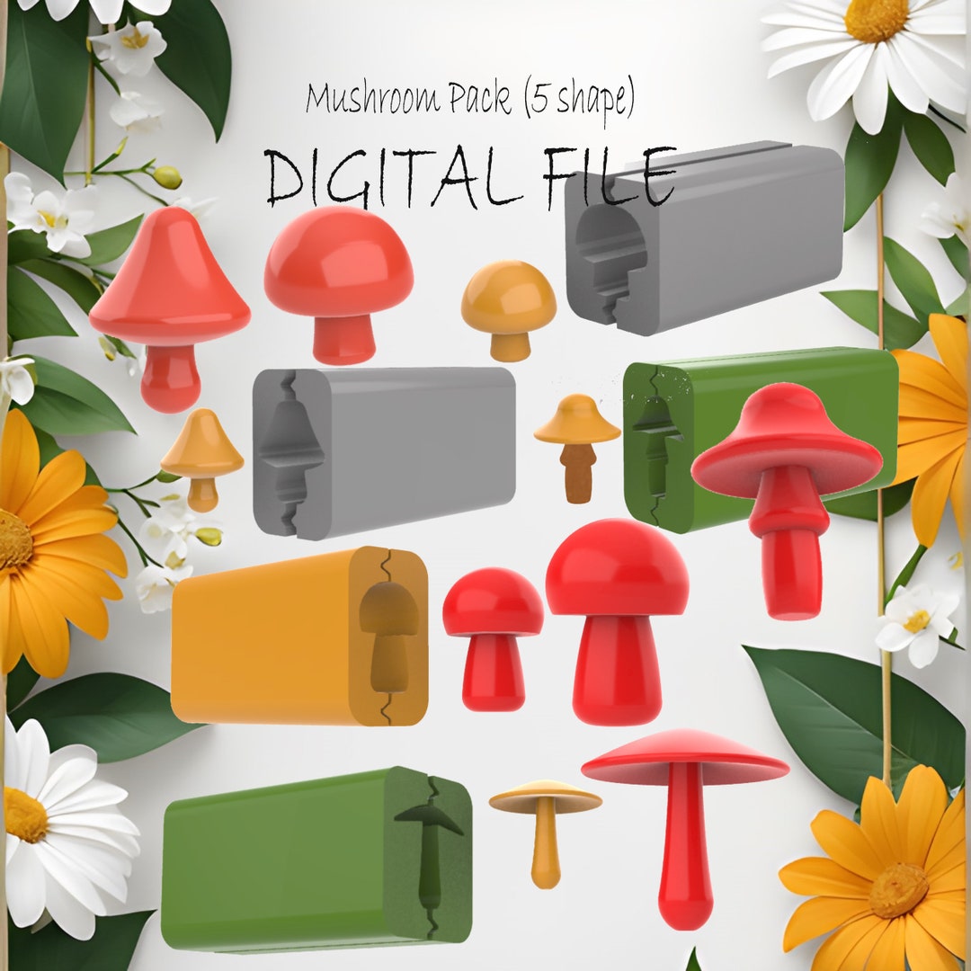 Polymer Clay MUSHROOM Shape Bead Roller Pack | 5 Types | Digital File ...