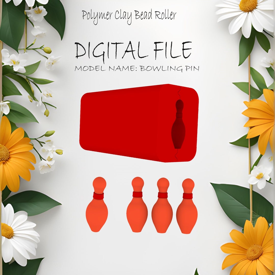 Polymer Clay Bowling Pin Shape Bead Roller | Digital File for Bead ...
