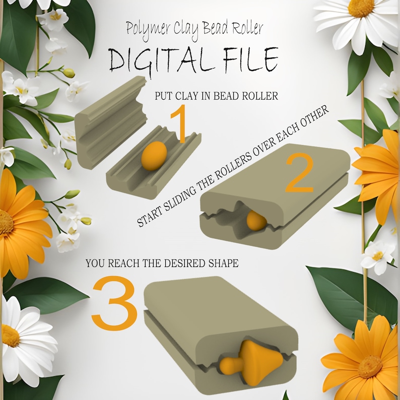 Polymer Clay CRAYON Shape Bead Roller | Digital File for Bead Roller ...