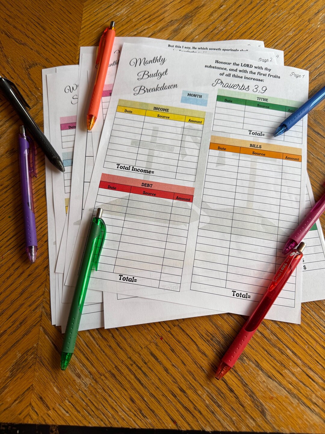 Christian Weekly Budget Planner Pages/enevlope System - Rainbow - Etsy