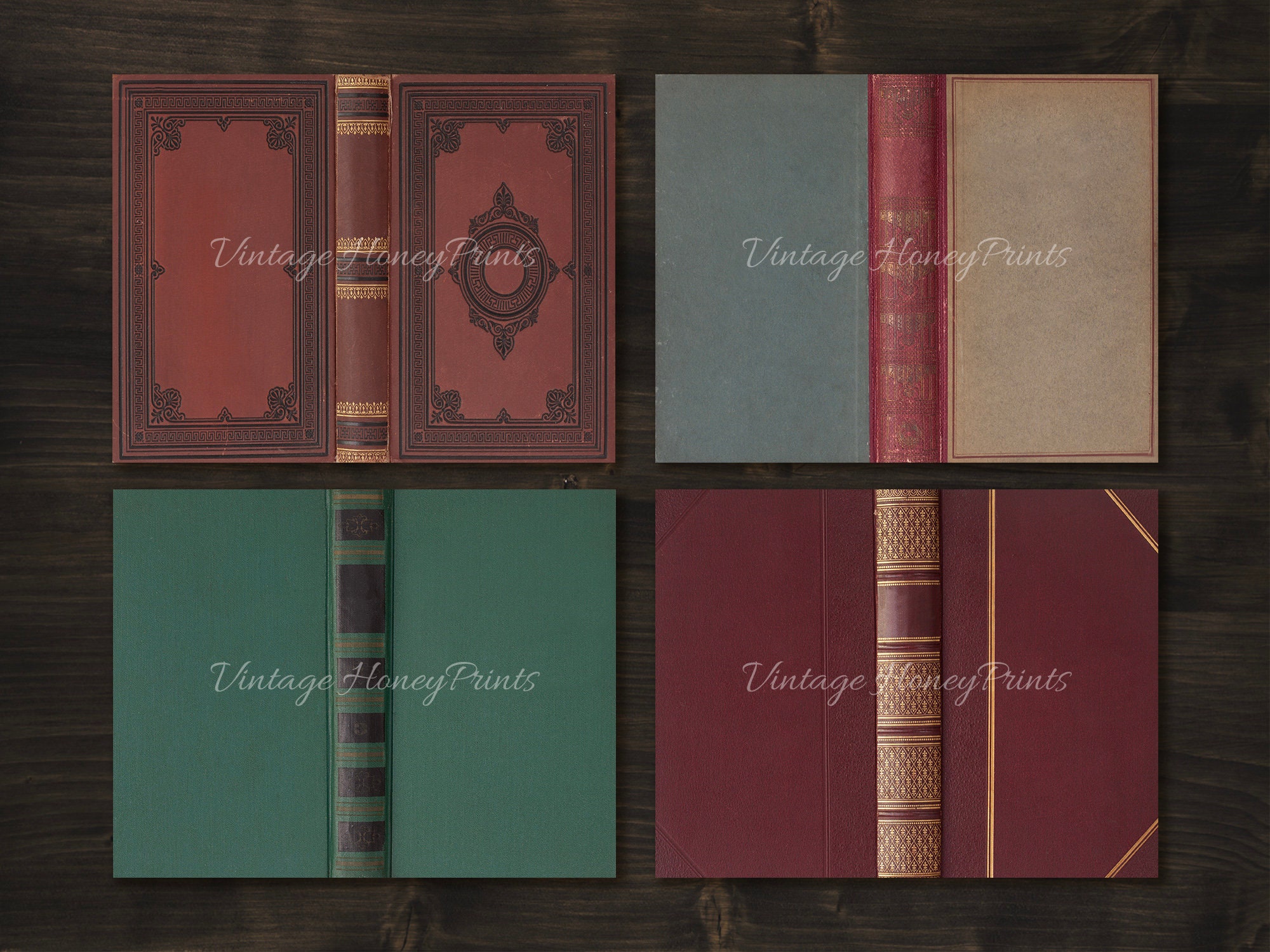 Old Book Covers, Matching Spines. Printable Digital Vintage Antique ...