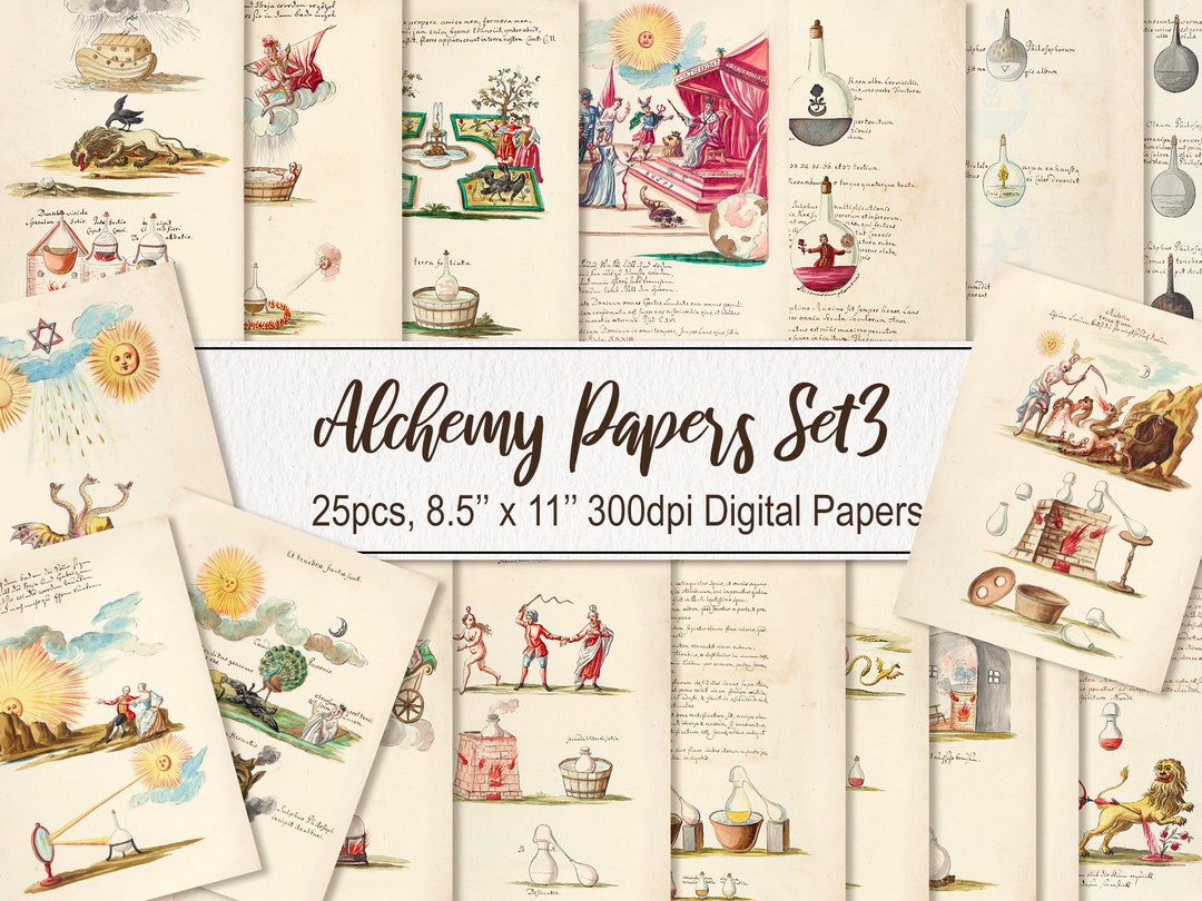 Antique Alchemy Paper Pages Set3. Thesaurus Thesaurorum. DIGITAL ...