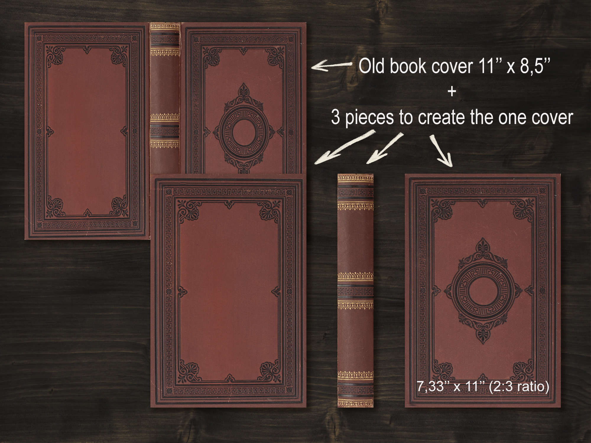 Old Book Covers, Matching Spines. Printable Digital Vintage Antique ...