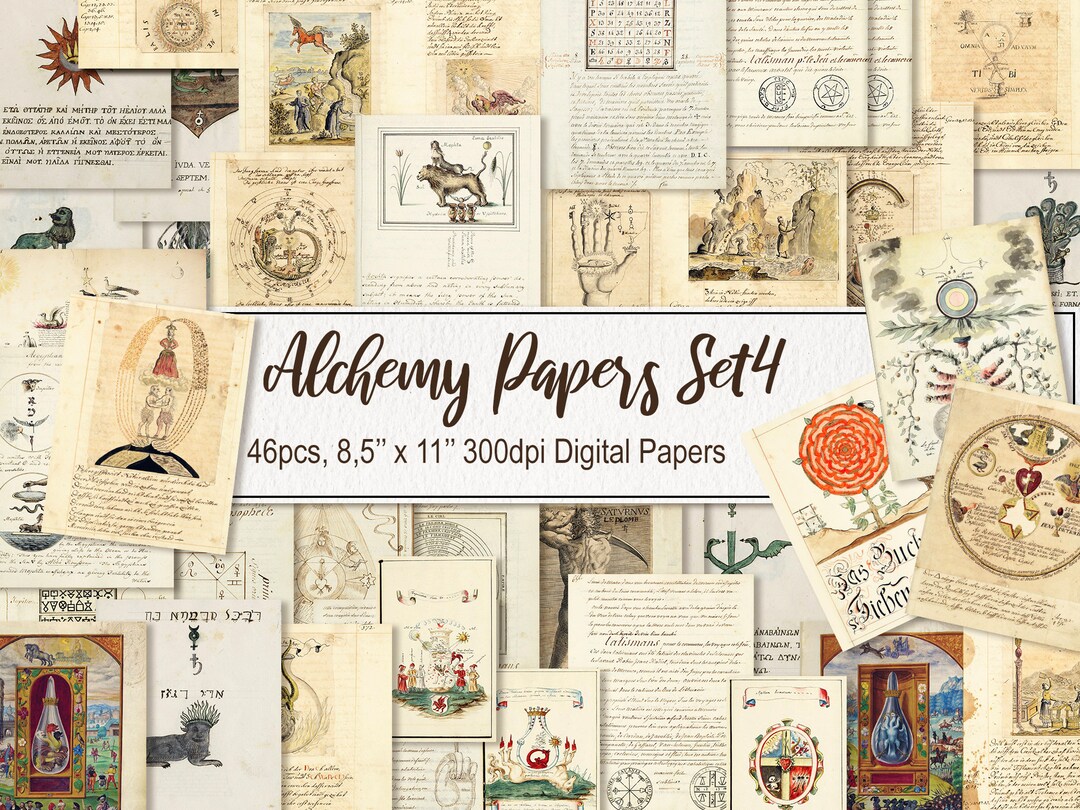Antique Alchemy Paper Pages Set4. DIGITAL DOWNLOAD. Commercial Use ...