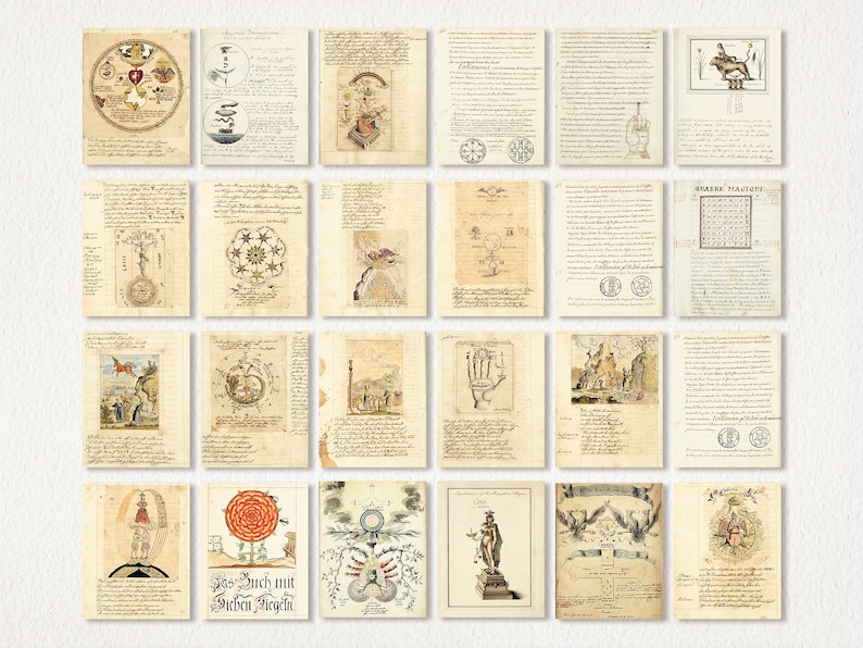 Antique Alchemy Paper Pages Set4. DIGITAL DOWNLOAD. Commercial Use ...