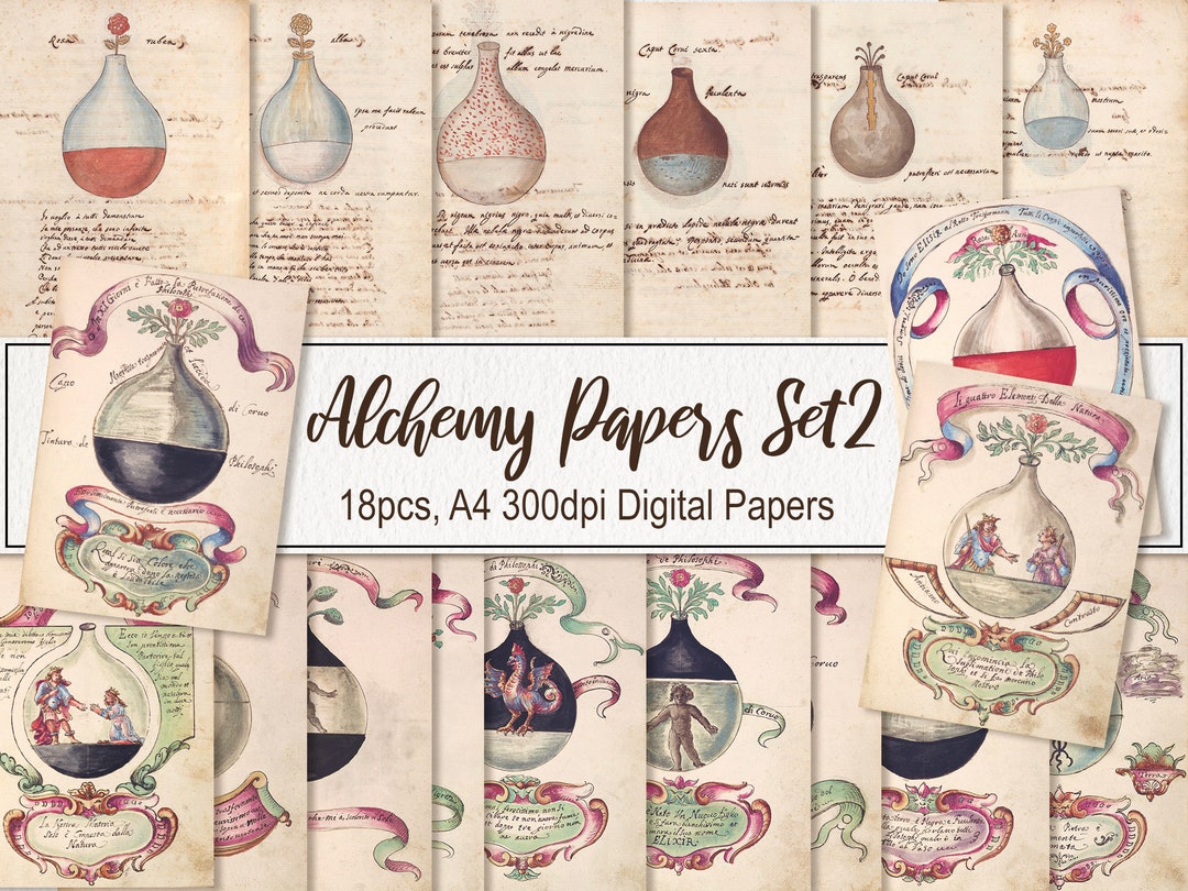 Antique Alchemy Paper Pages Set2. DIGITAL DOWNLOAD. Commercial Use ...