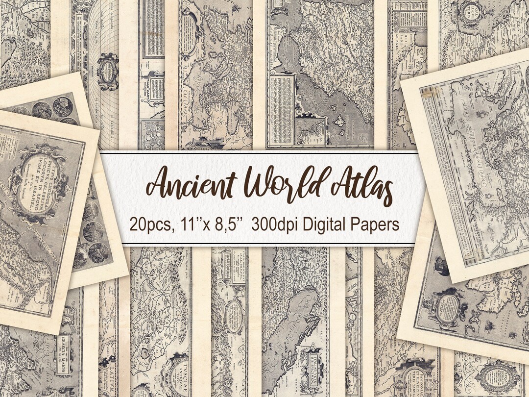 Ancient World Atlas Antique Old Maps. DIGITAL DOWNLOAD. Commercial Use ...