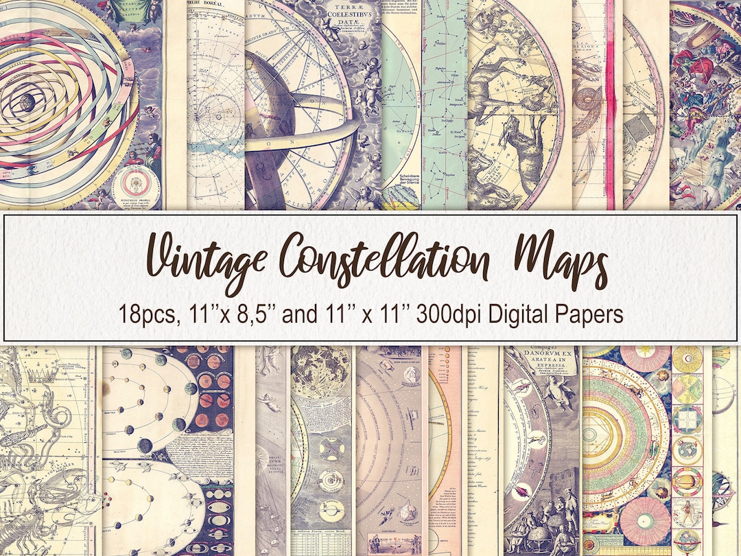 Antique Constellation Sky Star Maps. DIGITAL DOWNLOAD. Commercial Use ...