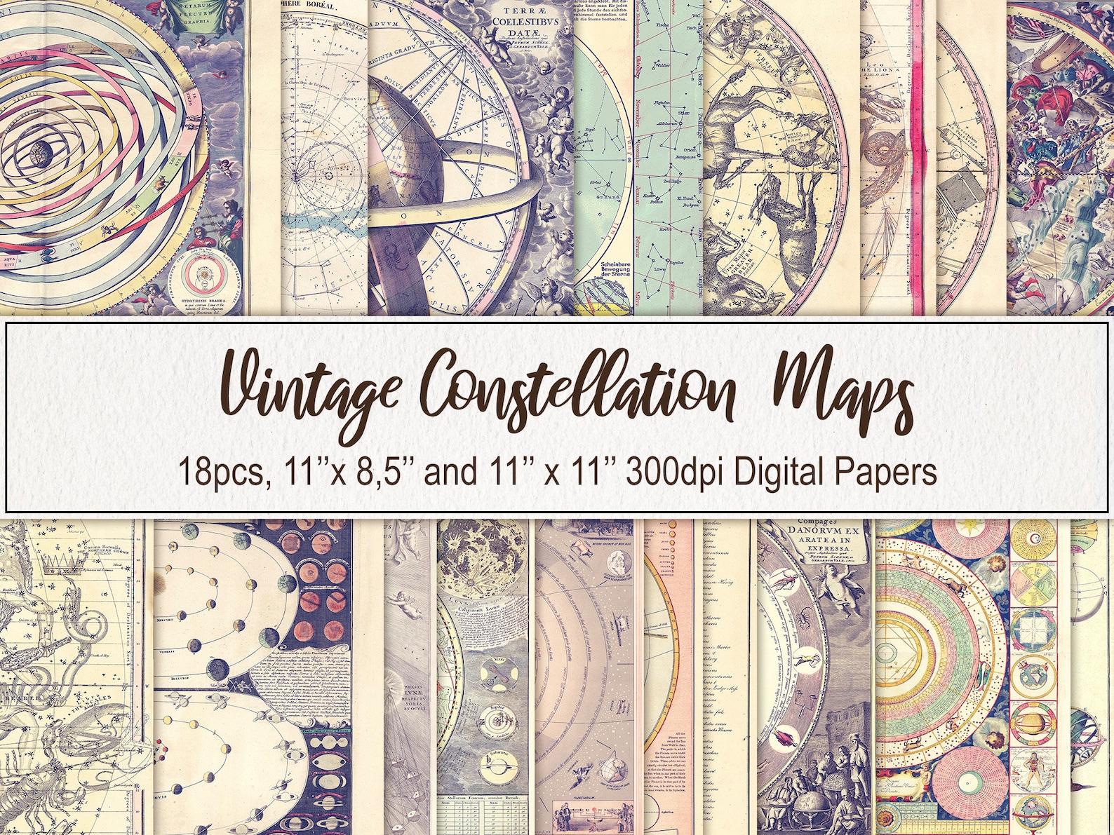 Antique Constellation Sky Star Maps. DIGITAL DOWNLOAD. Commercial Use ...