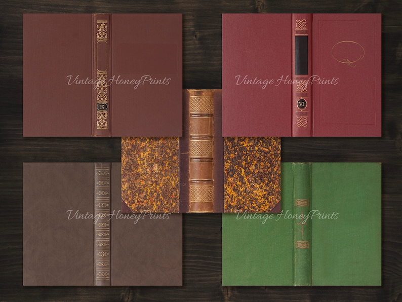 Old Book Covers, Matching Spines. Printable Digital Vintage Antique ...