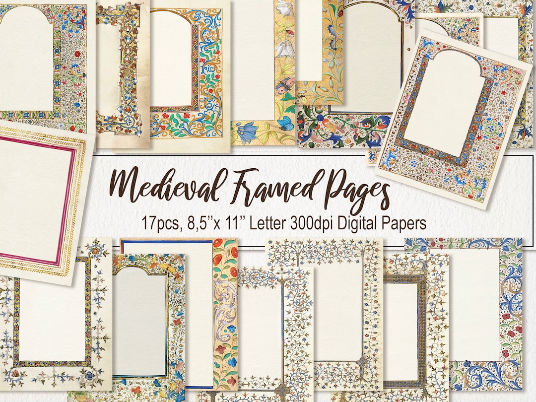 Medieval Framed Pages. DIGITAL DOWNLOAD. Commercial Use. Vintage ...