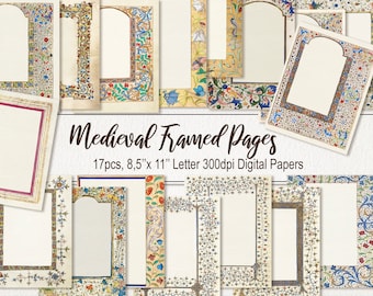 Medieval Framed Pages. DIGITAL DOWNLOAD. Commercial Use. Vintage ...