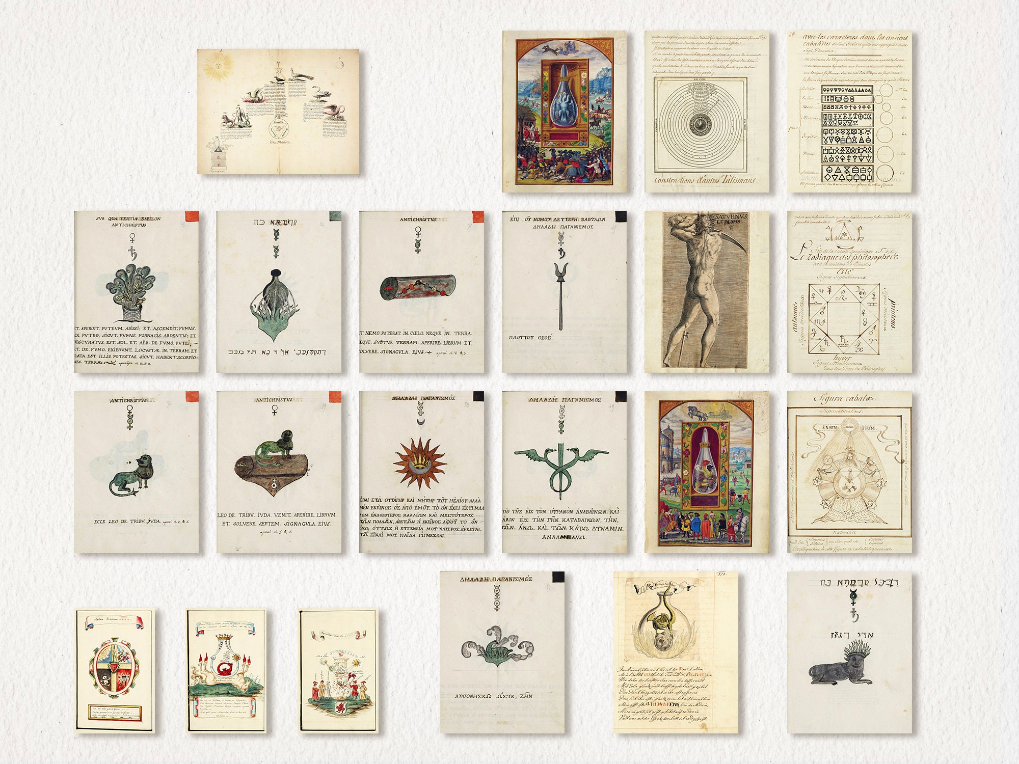 Antique Alchemy Paper Pages Set4. DIGITAL DOWNLOAD. Commercial Use ...