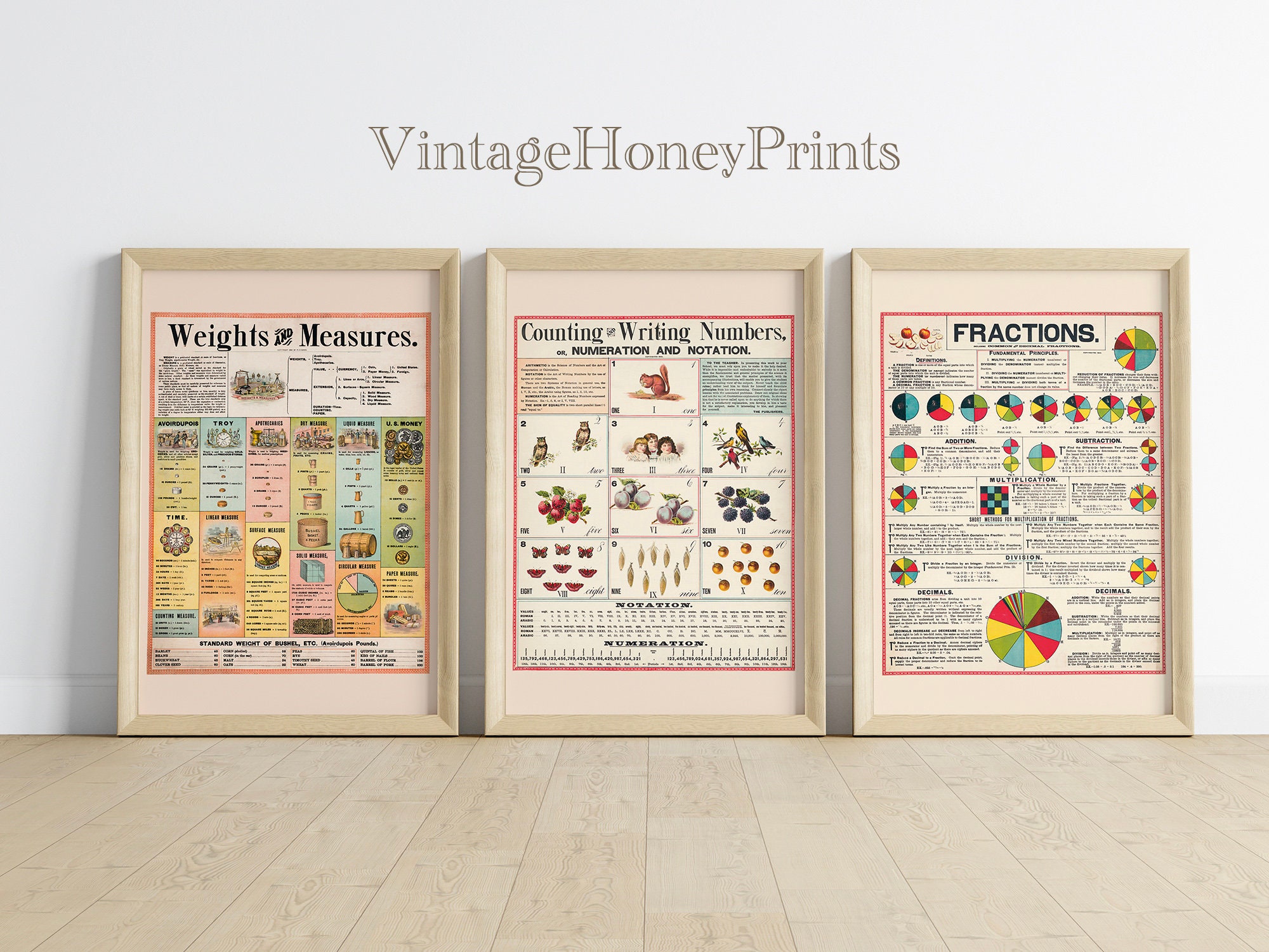 Vintage Weight Measures Counting Numbers Poster. DIGITAL DOWNLOAD ...