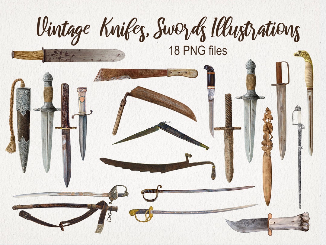 Vintage Knife Sword Clipart. DIGITAL DOWNLOAD. Commercial Use. Antique ...