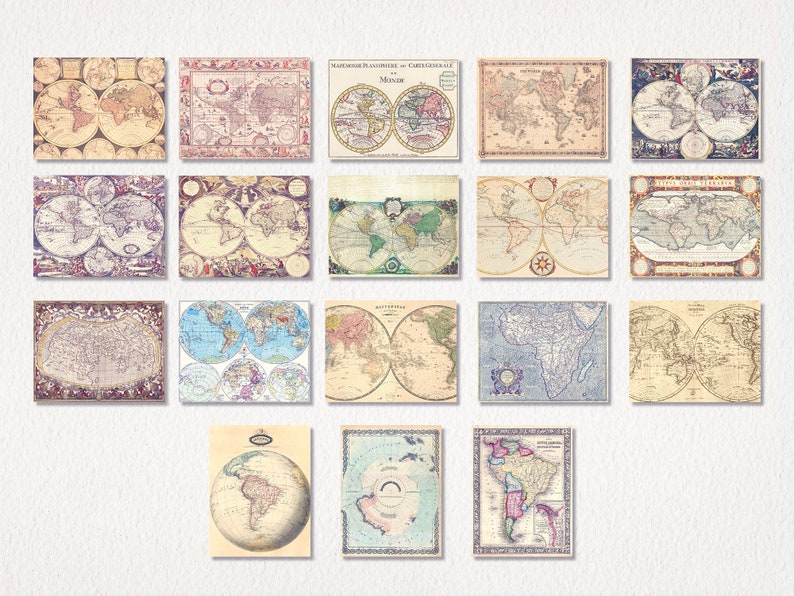 Antique Old Maps Set2. DIGITAL DOWNLOAD. Commercial Use. Vintage Atlas ...