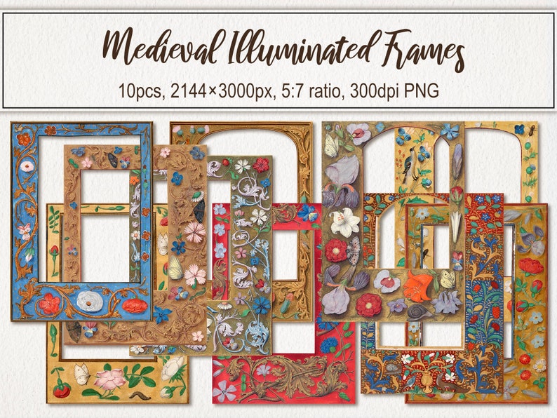 Medieval Illuminated Frames PNG Files. DIGITAL DOWNLOAD. - Etsy Australia