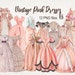 Vintage Pink Dresses Clipart. DIGITAL DOWNLOAD. Antique Fashion ...