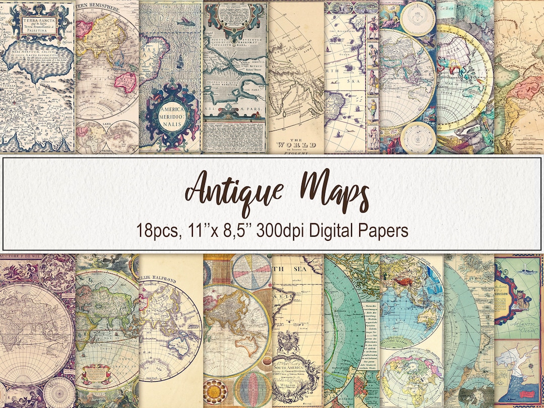 Antique Old Maps. DIGITAL DOWNLOAD. Commercial Use. Vintage Atlas ...