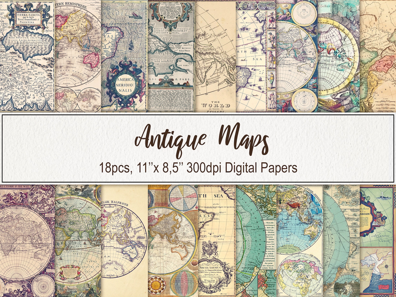 Antique Old Maps. DIGITAL DOWNLOAD. Commercial Use. Vintage Atlas ...