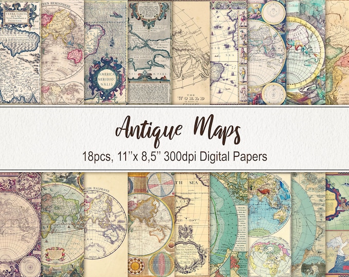 Antique Old Maps. DIGITAL DOWNLOAD. Commercial Use. Vintage Atlas ...