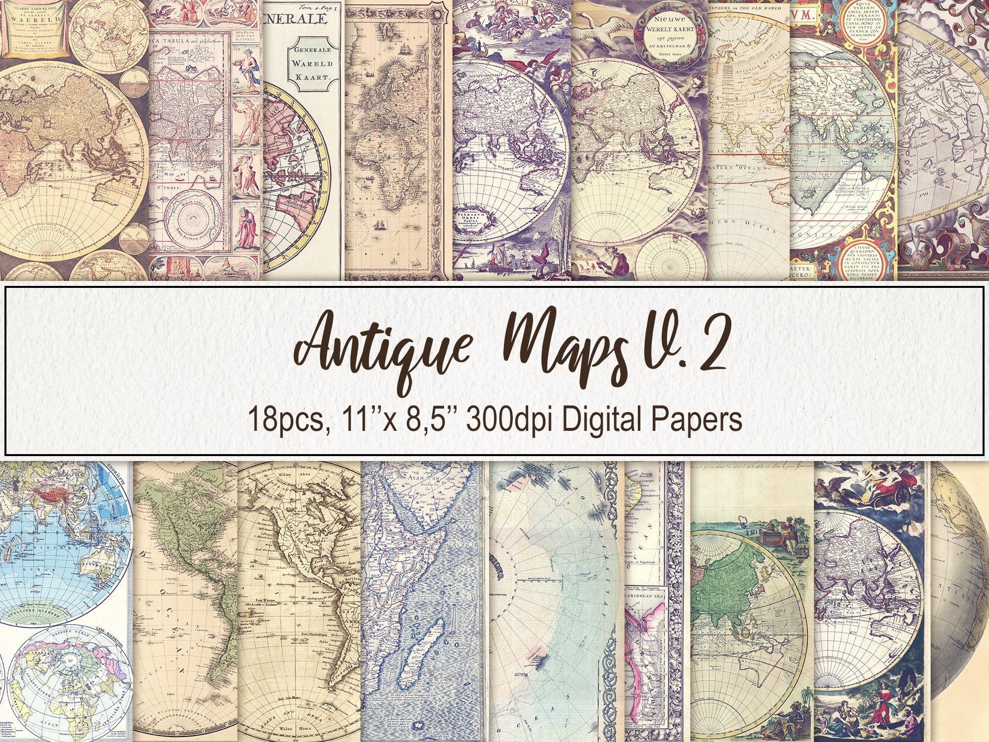 Antique Old Maps Set2. DIGITAL DOWNLOAD. Commercial Use. Vintage Atlas ...