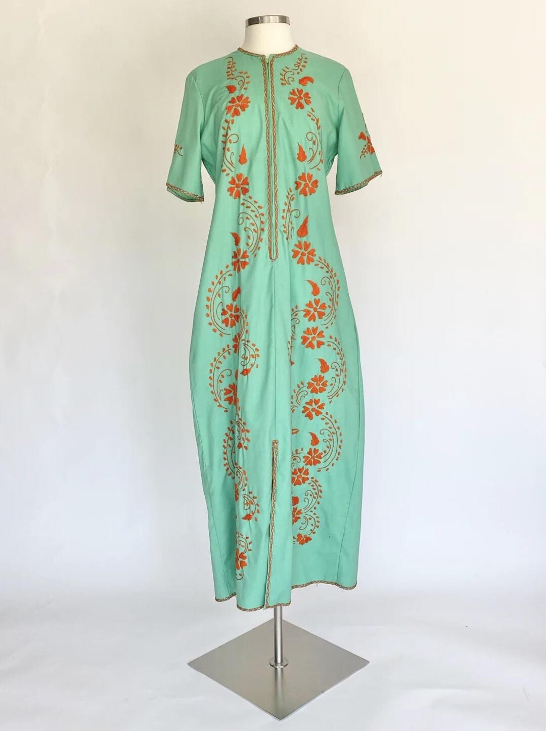 Vintage Zip Front Embroidered Dress - Size 6/8 - Etsy