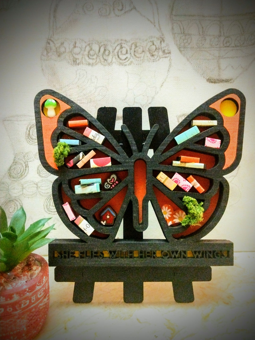 Butterfly Miniatures Book Shelf With Stand What Knot Collectibles - Etsy