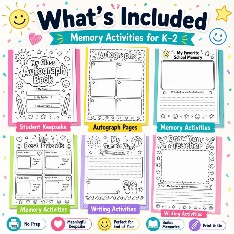 Class Autograph Book Printable | End of Year Memory Keepsake (K-2 PDF ...
