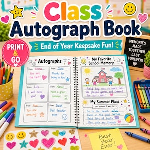 Autograph Page for Class Printable Signature Yearbook End of Year - Etsy