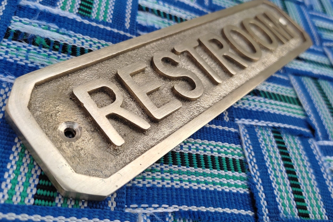 Personalized Brass Plaque Handmade Brass Plaque, Restroom Plaques ...