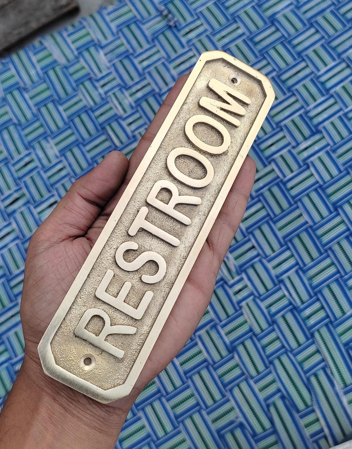 Personalized Brass Plaque Handmade Brass Plaque, Restroom Plaques ...