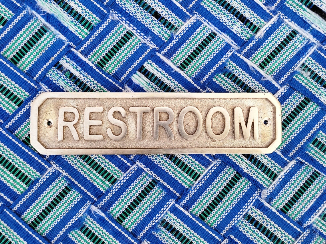 Personalized Brass Plaque Handmade Brass Plaque, Restroom Plaques ...