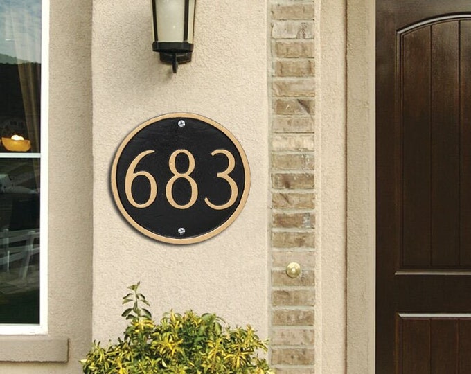 Custom Solid Brass Address Sign | 3D Engraved House Numbers & Street ...