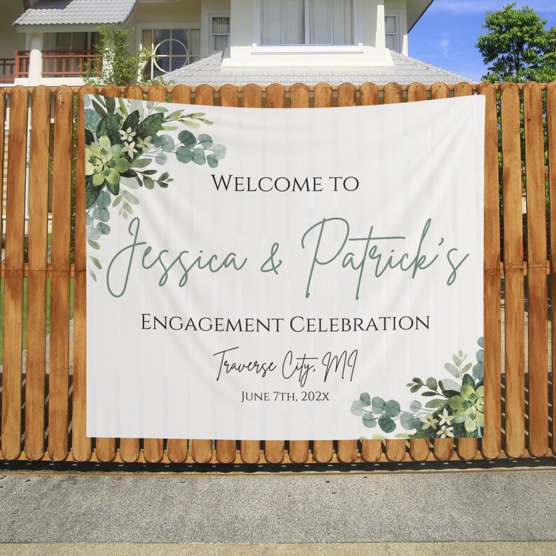 Custom Engagement Party Sign Personalized Wall Hanging for Just Engaged ...