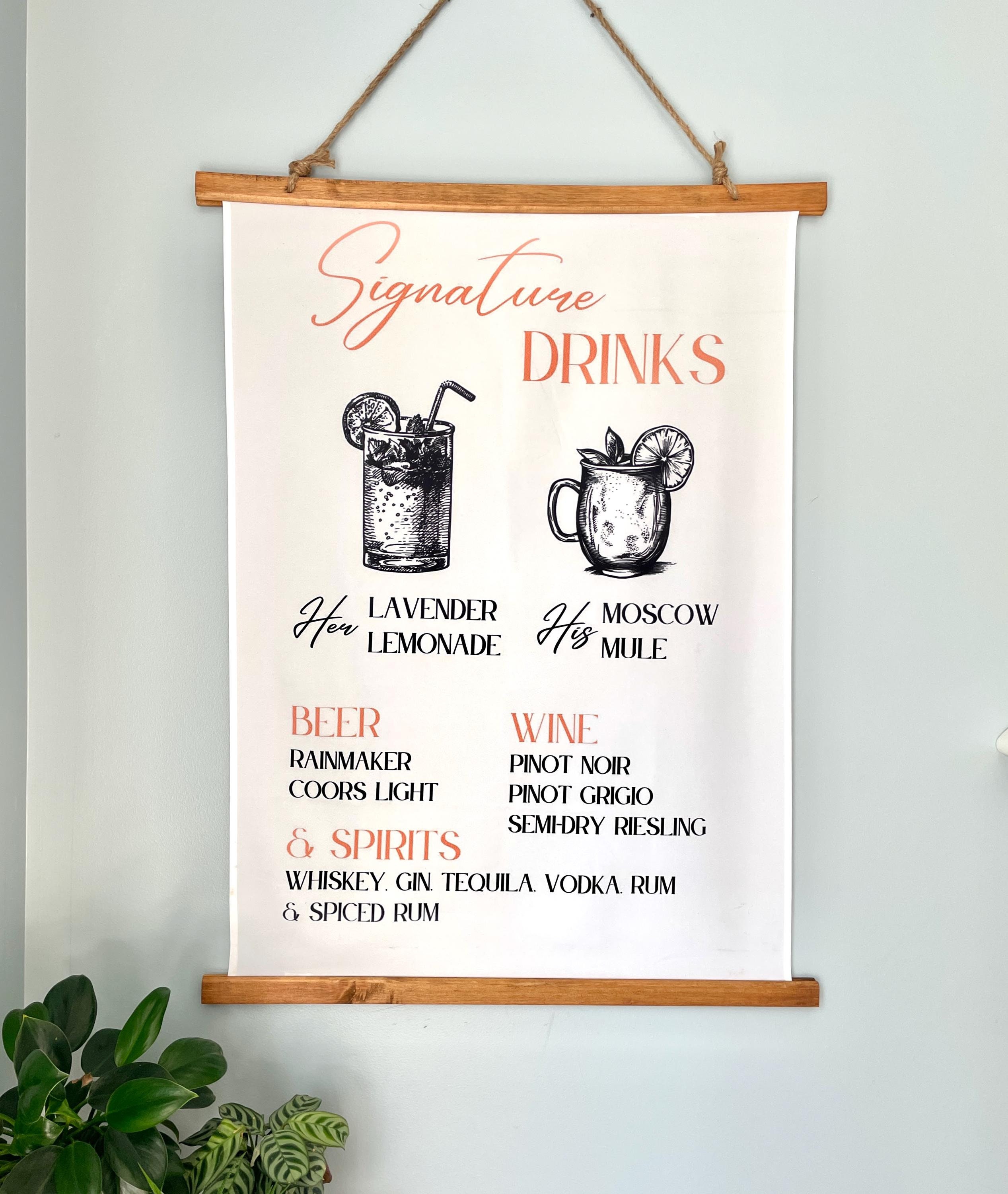 Signature Wedding Drink Custom Sign Personalized Bar Menu Signature ...