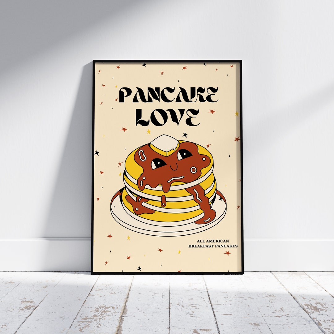 Printable Pancake Love Wall Poster, Retro Kitchen Pancake Wall Decor ...