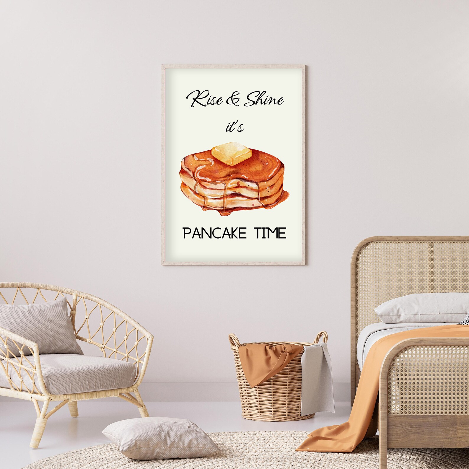 Printable Pancake Print Wall Poster, Rise and Shine, Retro Kitchen Wall ...
