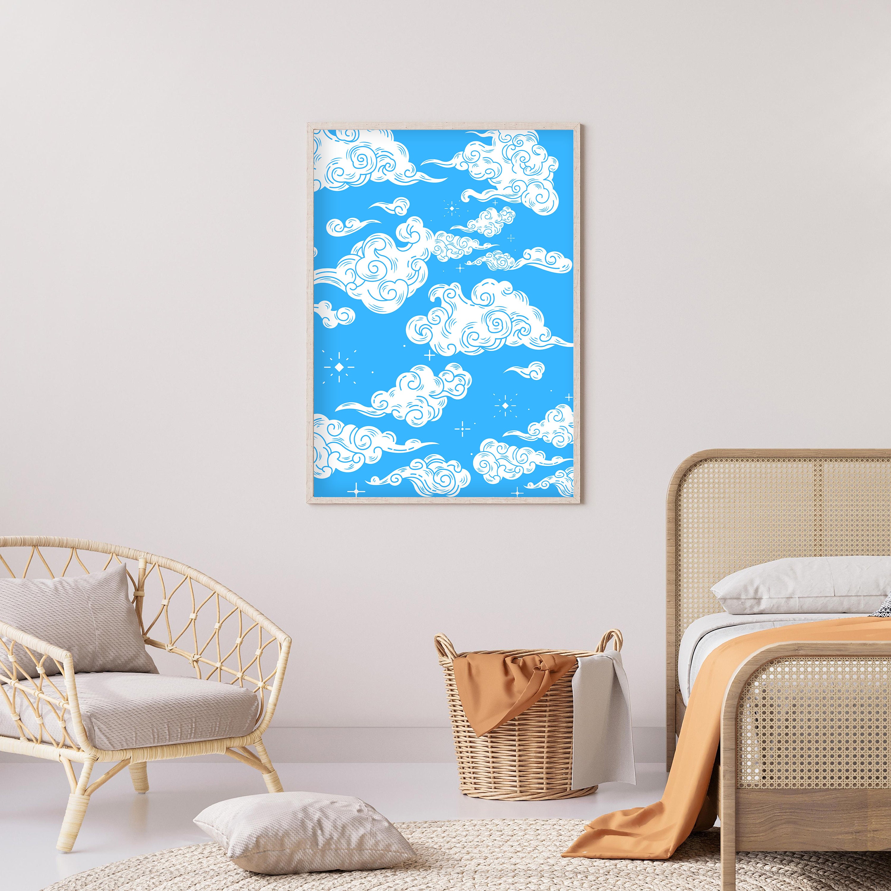Blue Sky and Clouds Poster, Light Blue Sky Printable Poster, Cloud ...