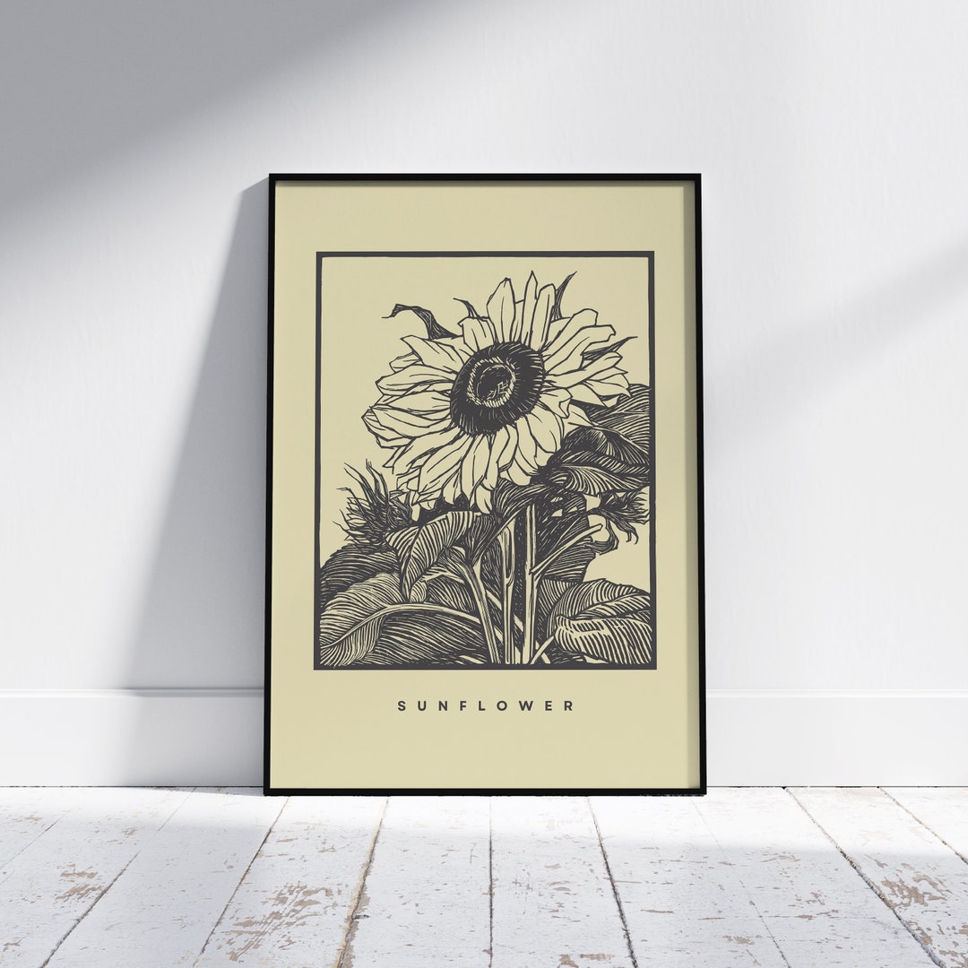 Vintage Sunflower Printable Art, Botanical Decor Posters, Sunflower ...