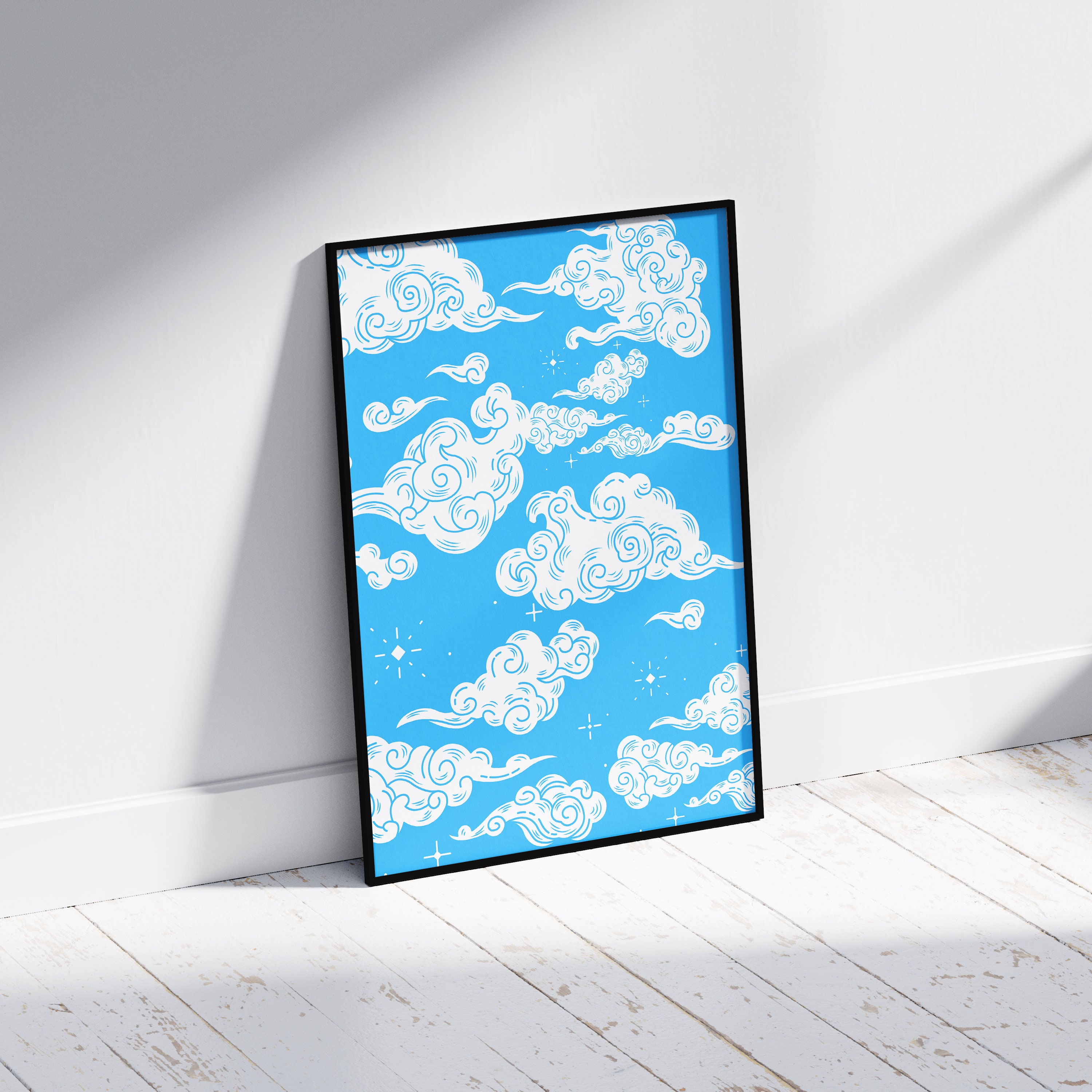 Blue Sky and Clouds Poster, Light Blue Sky Printable Poster, Cloud ...