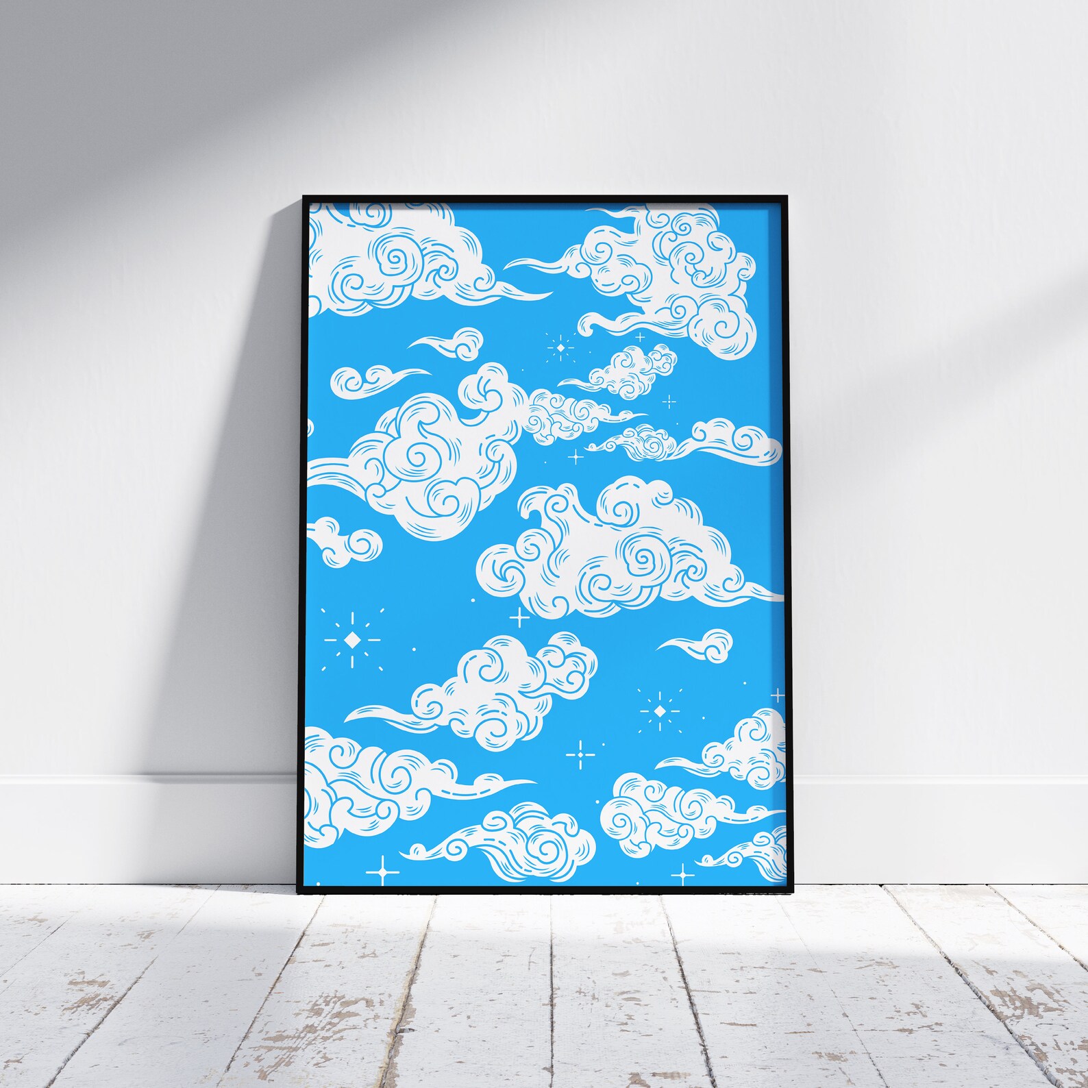 Blue Sky and Clouds Poster, Light Blue Sky Printable Poster, Cloud ...
