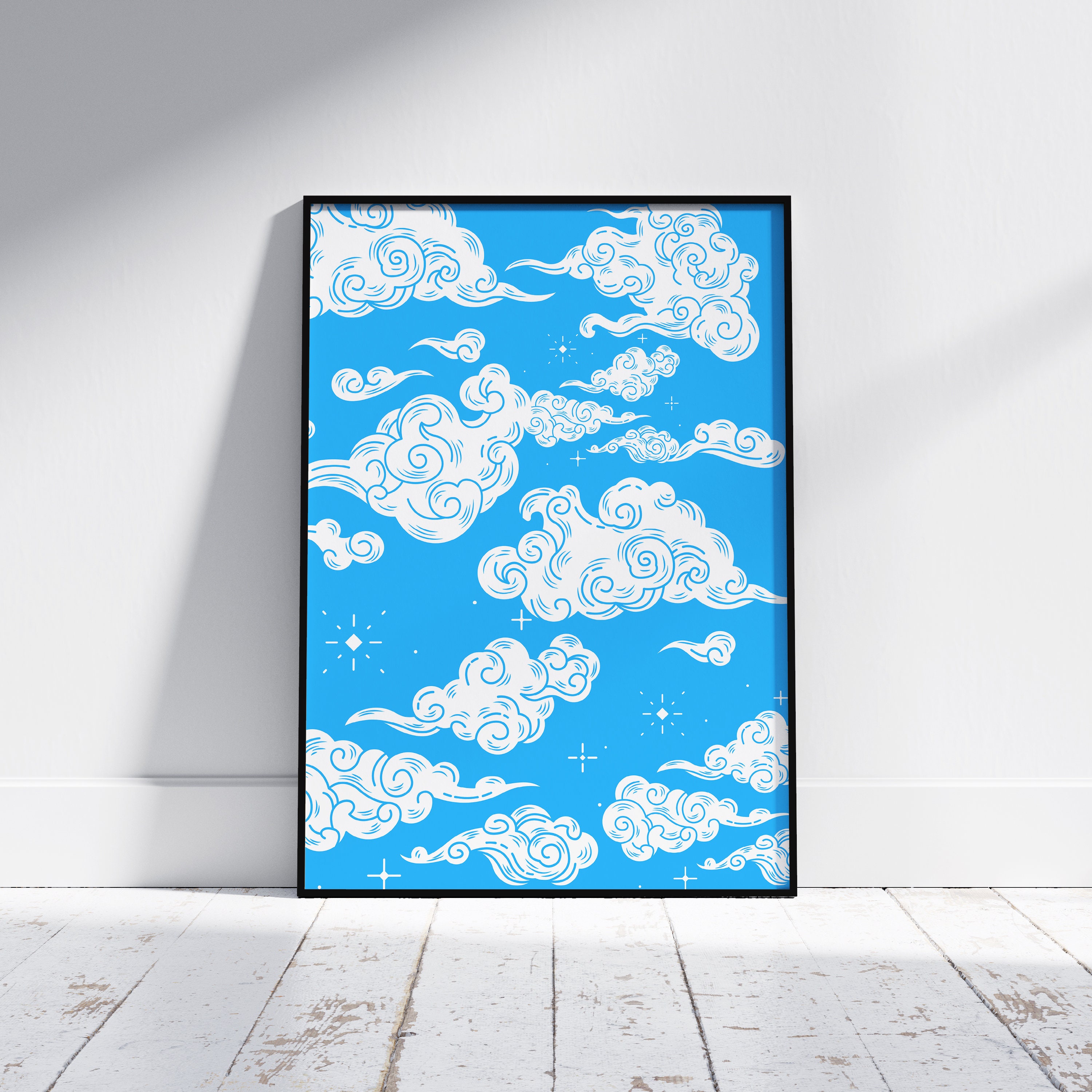 Blue Sky and Clouds Poster, Light Blue Sky Printable Poster, Cloud ...