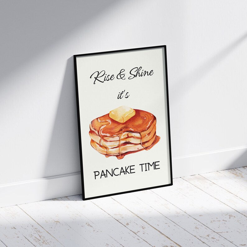 Printable Pancake Print Wall Poster, Rise and Shine, Retro Kitchen Wall ...