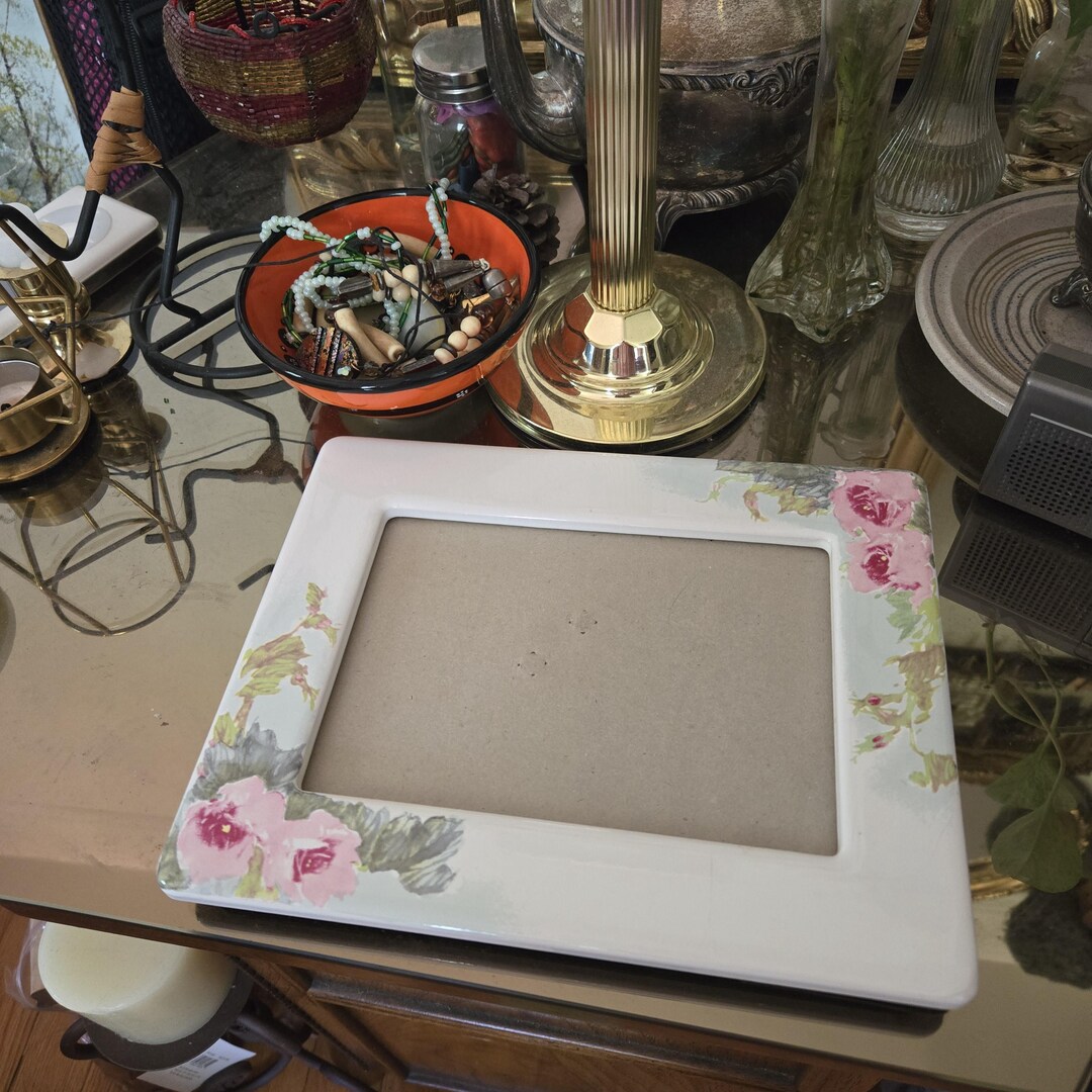 Vintage Ceramic 5 by 7 Frame | Ceramic Picture Frame With Floral ...