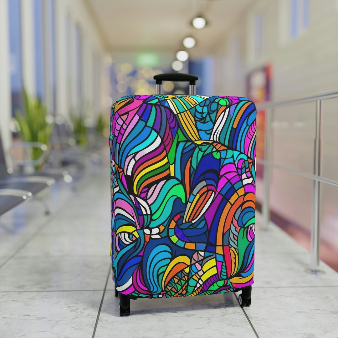 Luggage Cover Wavy Stain Glass Design Luggage Protector - Etsy
