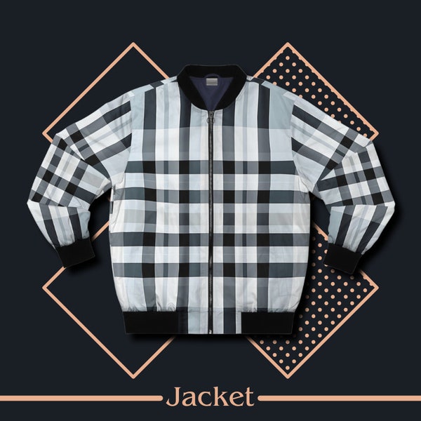 Mens Black and White Checkered Jacket - Etsy