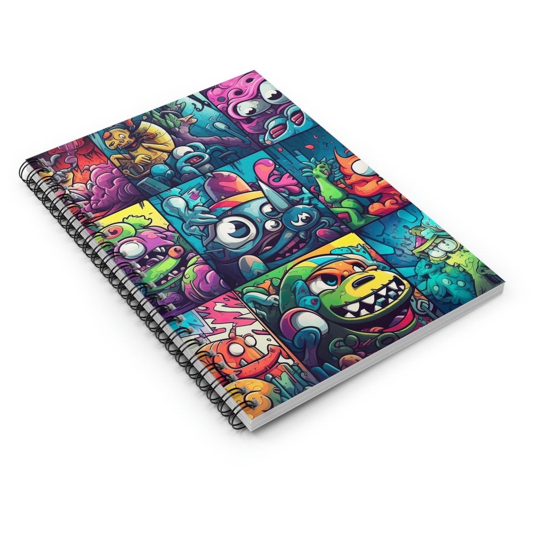 Spiral Notebook Comic Design Ruled Line - Etsy