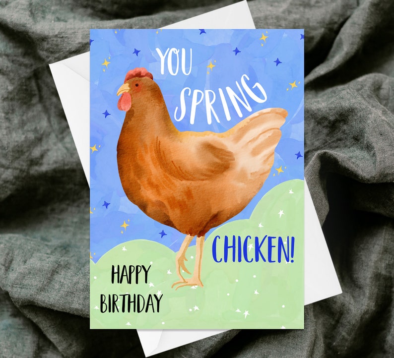 You Spring Chicken Happy Birthday Greetings Card Handmade Quirky ...